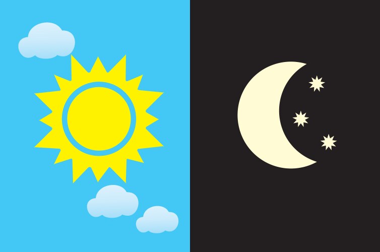 Opposite adjective words with day and night Vector Image