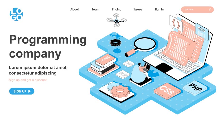 Programmer girl character Royalty Free Vector Image