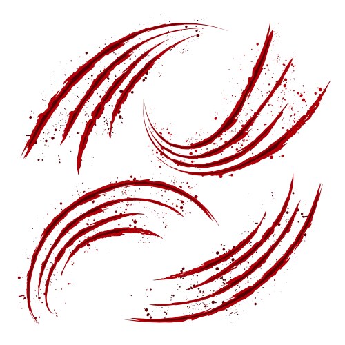 Red claw blood wounds set Royalty Free Vector Image
