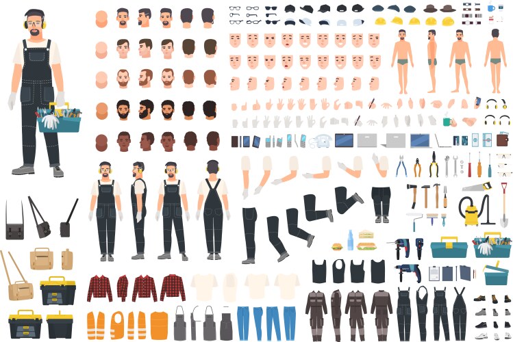 Cartoon male character kit man animation body Vector Image