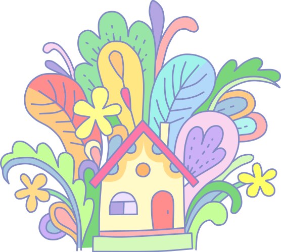 Doodle cottages cute tiny town houses minimal Vector Image