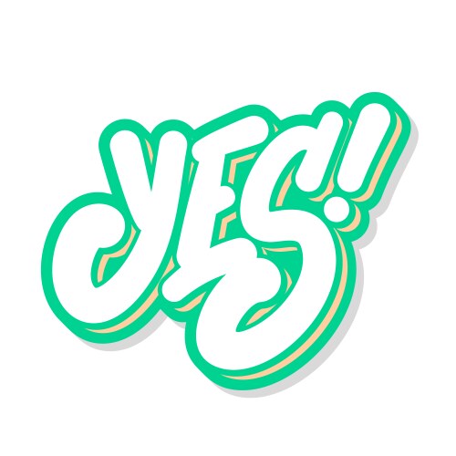 Yes word handwritten lettering Royalty Free Vector Image