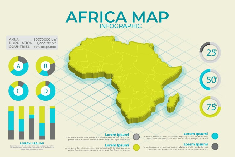 Gradient africa map infographic Royalty Free Vector Image