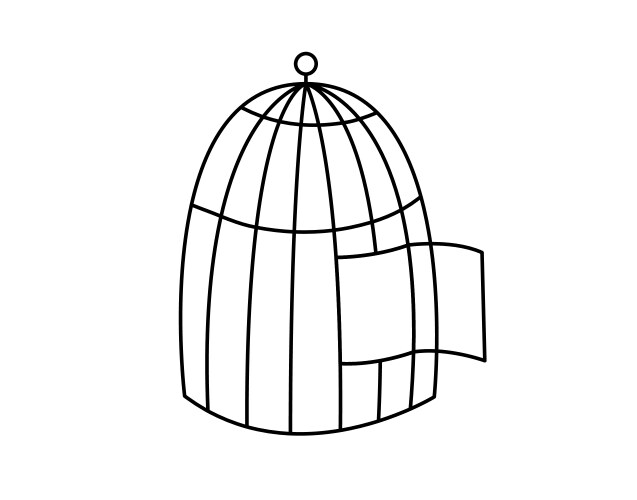 Open cage concept line doodle icon flat Royalty Free Vector