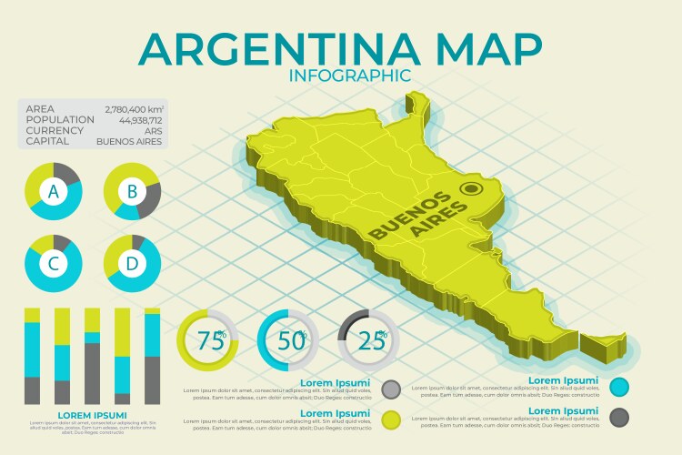 Hand drawn argentina map infographic Royalty Free Vector