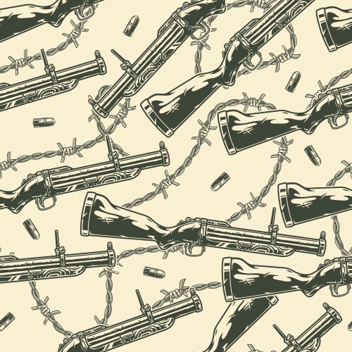Weapons vintage monochrome pattern seamless Vector Image