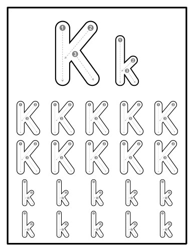 Alphabet tracing worksheets for kids with Vector Image