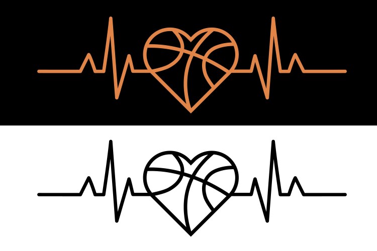 Basketball with pulse heart beat love Royalty Free Vector