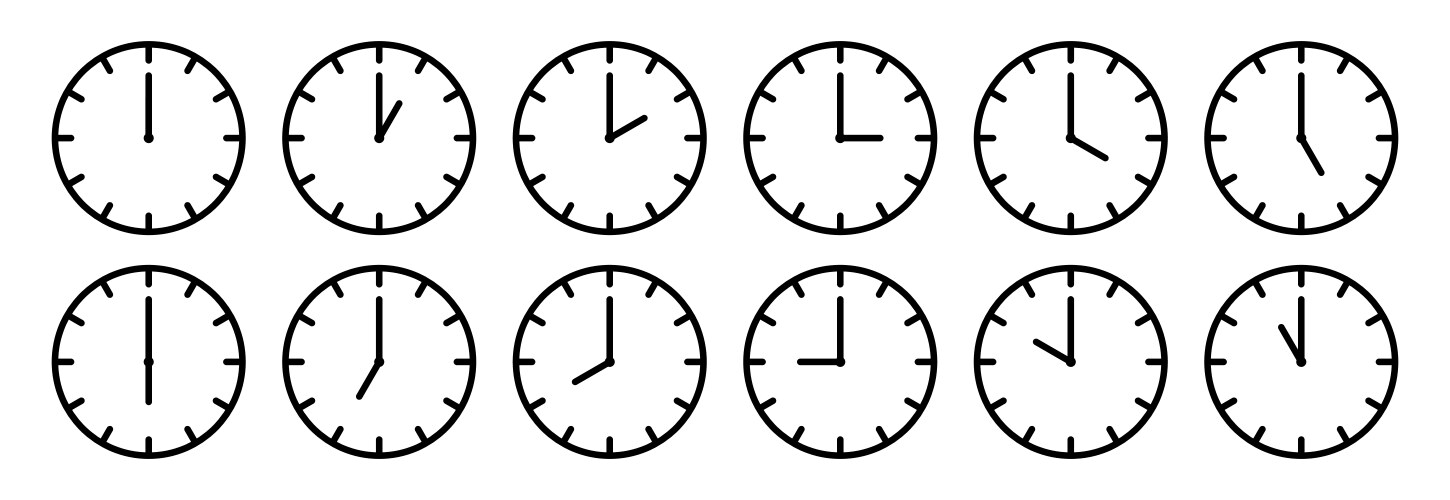 Clock Every Hour Vector Images (over 300)