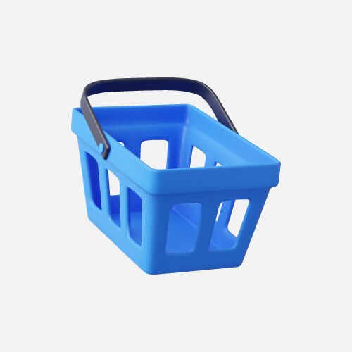 3d blue realistic shopping cart Royalty Free Vector Image