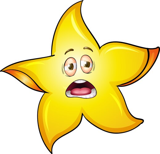 Smile face of cute yellow star isolated on white Vector Image