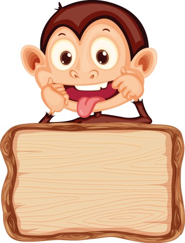 Board template with cute monkey on white Vector Image