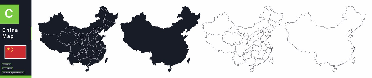 Map china political province border outline – Royalty-Free Vector ...