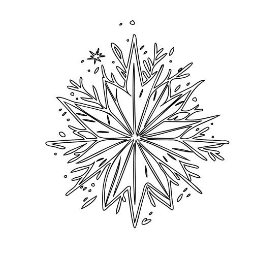 Snow flake outline sketch Royalty Free Vector Image