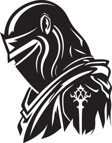 Weeping warrior black icon design for sad knight Vector Image