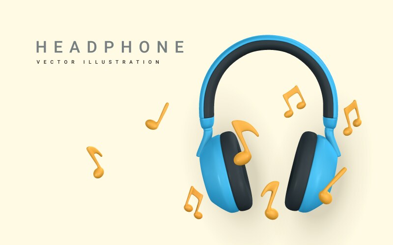 Realistic stereo headphone isolated Royalty Free Vector