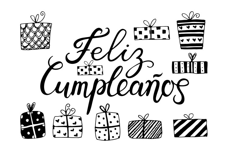 Feliz Cumpleanos Happy Birthday In Spanish Vector Image
