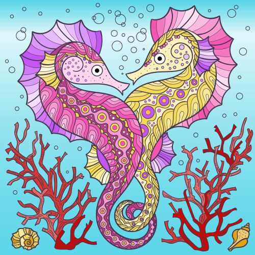 Little mermaid and big fish Royalty Free Vector Image