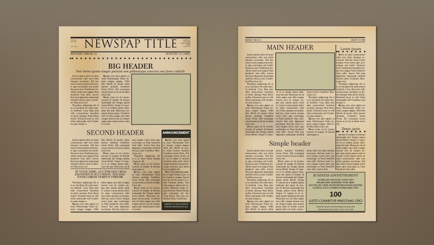 Old newspaper front page Royalty Free Vector Image