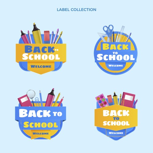 Realistic back to school labels collection Vector Image