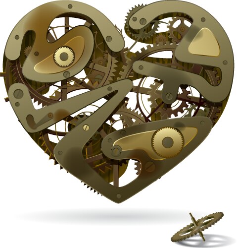 Clockwork heart gold Royalty Free Vector Image