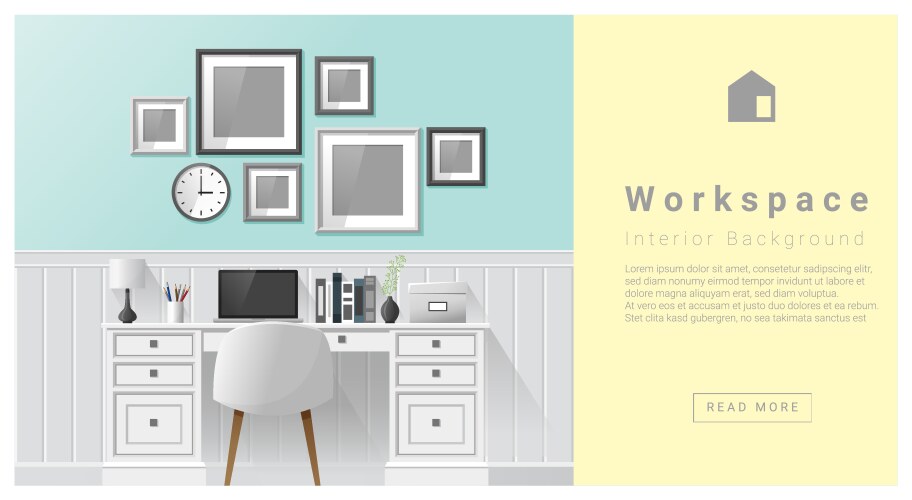 Modern workspace collection sleek computer table Vector Image