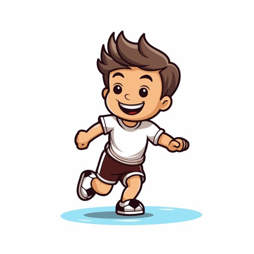 Cartoon little boy running in a race on white Vector Image