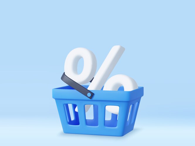 3d shopping cart with bags Royalty Free Vector Image