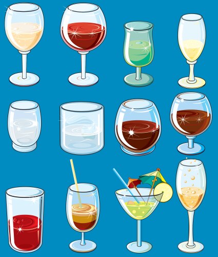 Alcoholic beverages icons set Royalty Free Vector Image