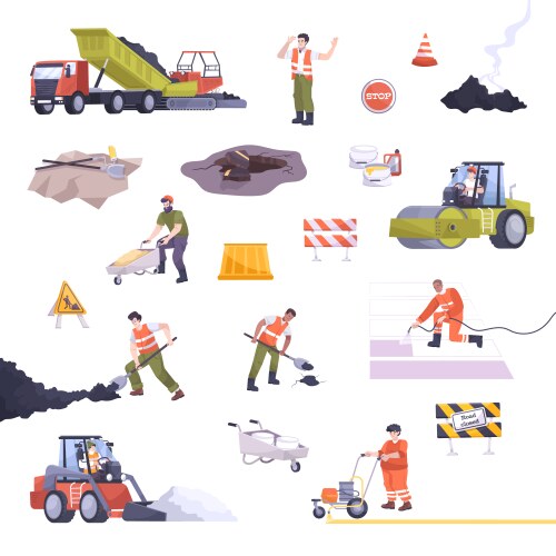 Road repair cartoon Royalty Free Vector Image - VectorStock