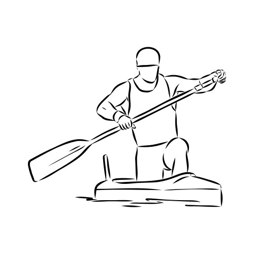 Doodle style canoe and paddles sketch in format Vector Image
