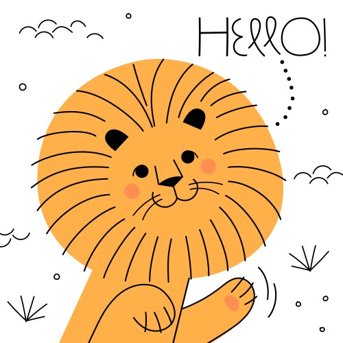 Cartoon lion flashcard for children Royalty Free Vector