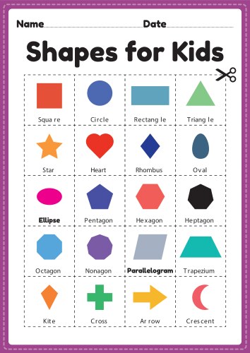 Shapes chart for kids Royalty Free Vector Image