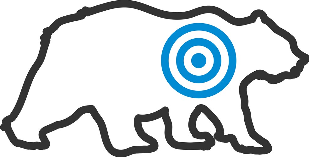 Icon of bear silhouette with target Royalty Free Vector