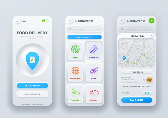 Food delivery service app interface template Vector Image