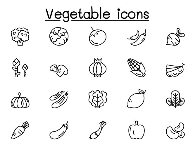 Vegetable line icons editable stroke Royalty Free Vector