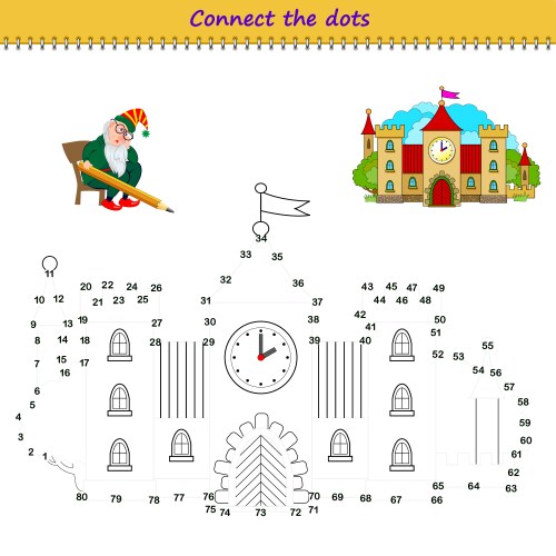 Connect the dots from 1 to 80 and draw Royalty Free Vector