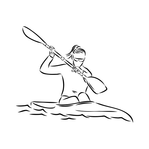 Doodle style canoe and paddles sketch in format Vector Image