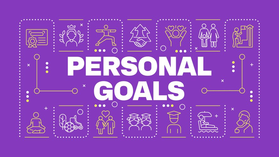 Personal goals light blue word concept Royalty Free Vector
