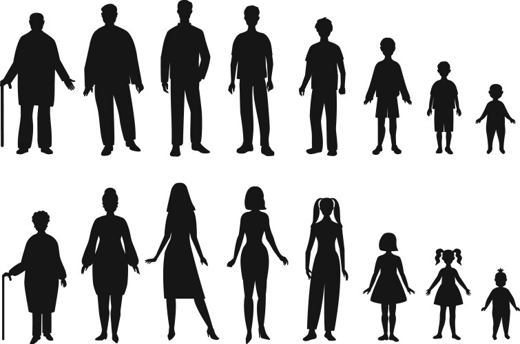 Human life cycle silhouette icon Royalty Free Vector Image