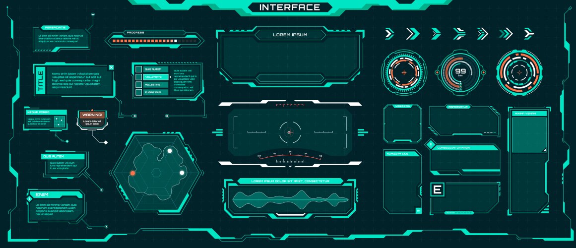 Hud frames futuristic design ui templates simple Vector Image