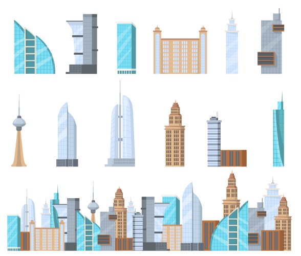 Skyscraper buildings modern building flat office Vector Image