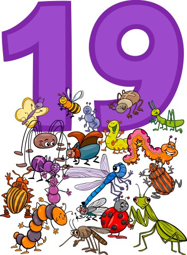 Number thirteen and cartoon dogs group Royalty Free Vector