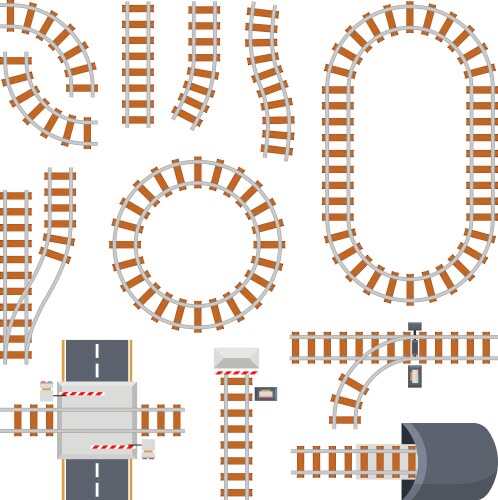 Rail or railroad railway top view Royalty Free Vector Image