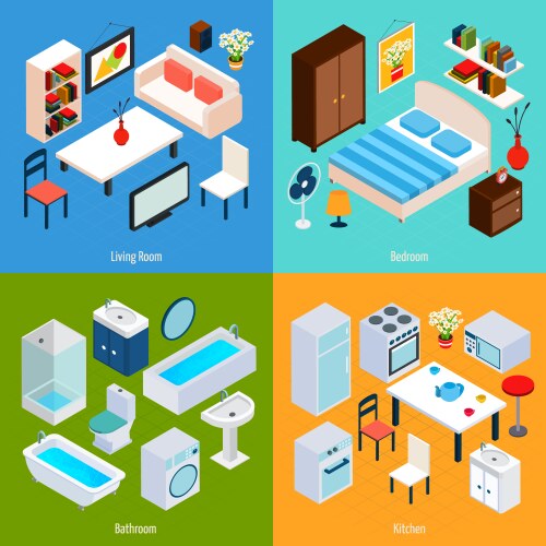 Isometric House Interior Vector Images (over 14,000)