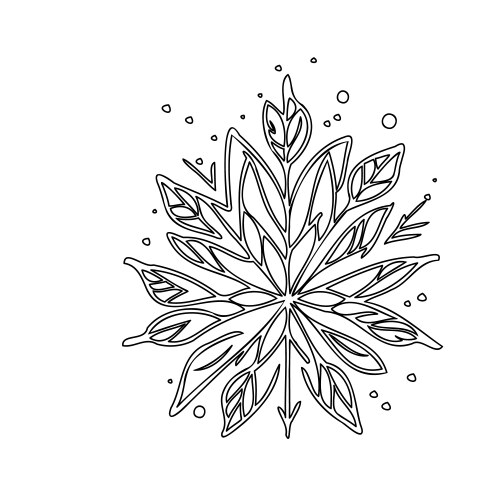 Snow flake outline sketch Royalty Free Vector Image