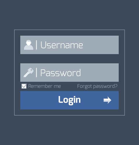 Modern login ui form template design with blurred Vector Image Modern login ui form template design with blurred Vector Image