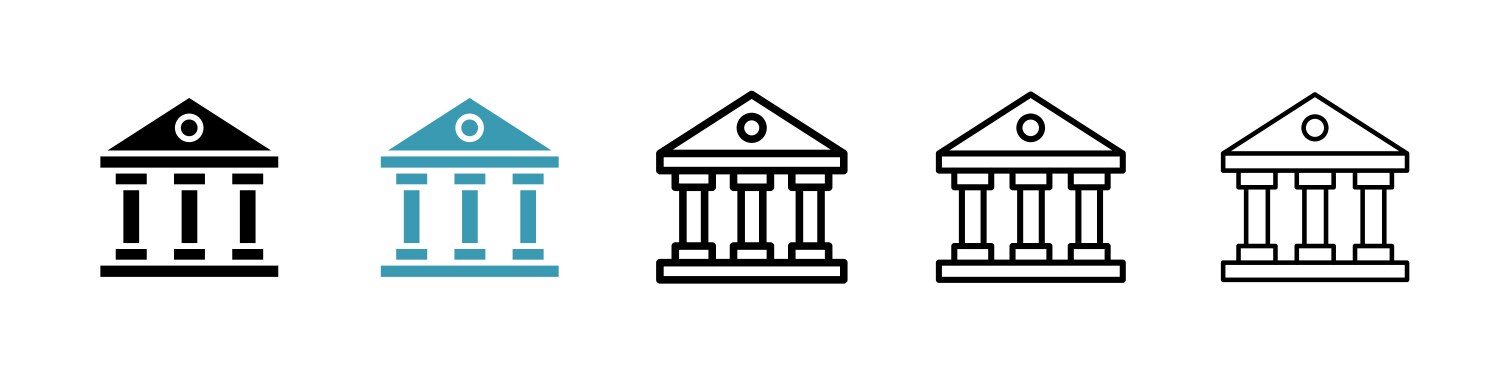 Courthouse icon set on white background Royalty Free Vector