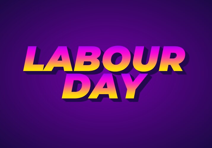 Labour day text effect in eye catching colors Vector Image