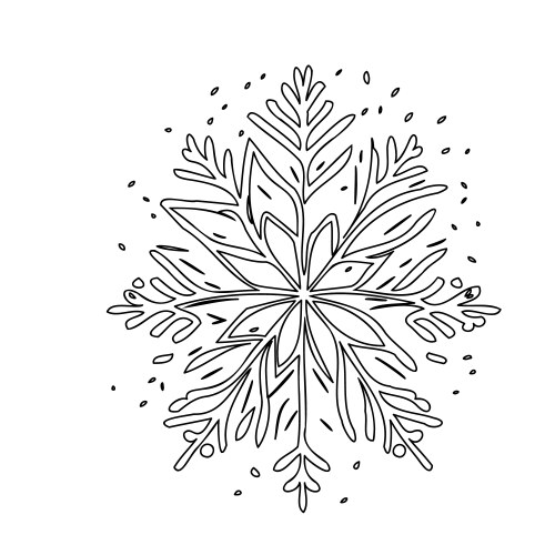 Snow flake outline sketch Royalty Free Vector Image